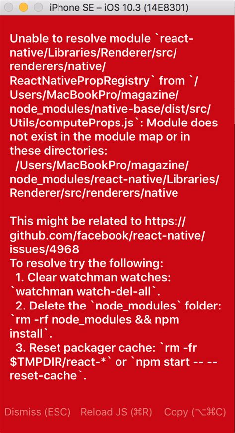 Nodejs After Doing Npm Install In The Ready Project It Cause This Error On Simulator Stack