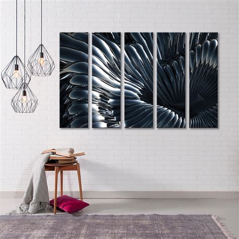 Abstract Metal Giclee Canvas Print Black And White Wall Art Etsy