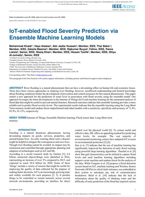 Pdf Iot Enabled Flood Severity Prediction Via Ensemble Machine Learning Models