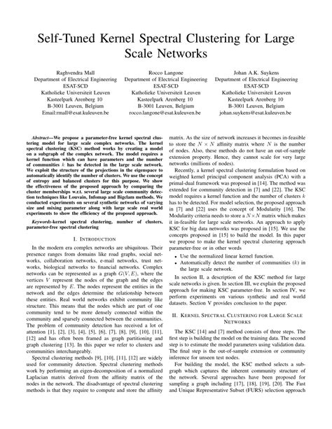 Pdf Self Tuned Kernel Spectral Clustering For Large Scale Networks