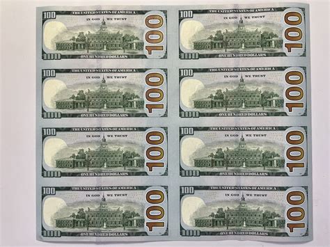 100 Dollar Uncut Money Sheet