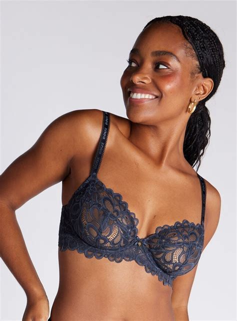 Heidi Sheer Lace Plunge Bra Grey Boux Avenue Uk