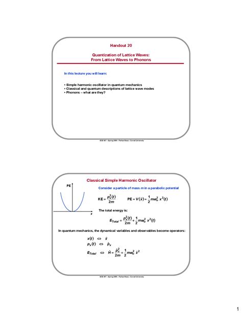 Quantization Of Lattice Waves From Lattice Waves To Phonons Lecture