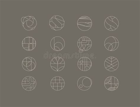 Circle Linear Art Style Icons Grey Stock Vector Illustration Of Futuristic Modern 352207132