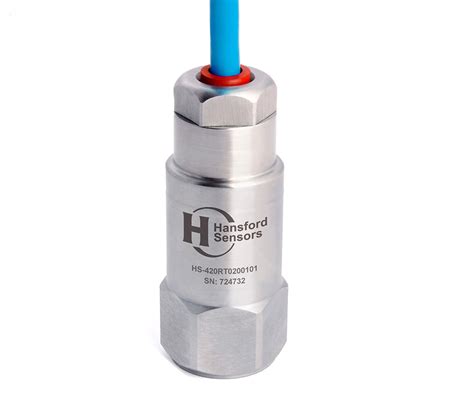 HS 420RT Top Exit Integral PUR Cable 4 20mA Accelerometer With Temp Output Hansford Sensors