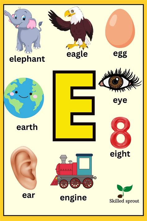 The Letter E Is For Elephant Eagle Earth Eye Ear And An Egg