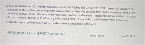 Solved StatCrunch Data Set Data Load Shared Data Sets Chegg Com