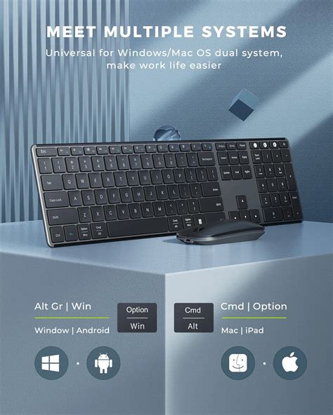 Wireless Bluetooth Keyboard And Mouse Combo Multi Device Rechargeable