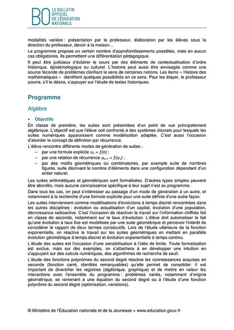 Programme ère Spé Math Python Lycée