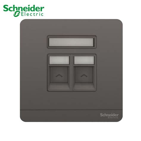 Schneider Avataron Data Socket 1 Gang Rj45 Cat6e Shuttered In Dark Grey Wood White