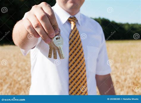 Man With Key On Hand Stock Image Image Of Idea Owner 20288385