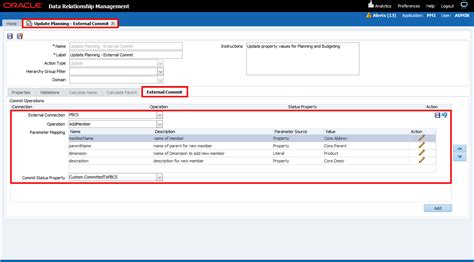 Creating External Commits In Oracle Data Relationship Management