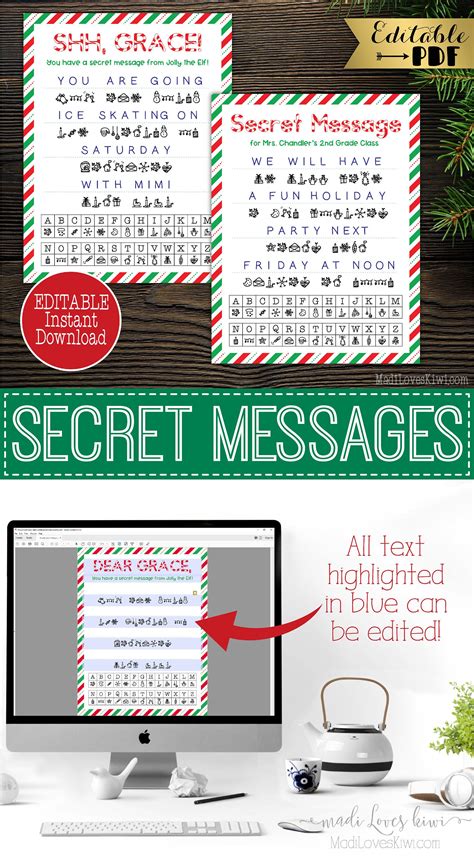 editable secret message from elf printable elf prop santa etsy elf