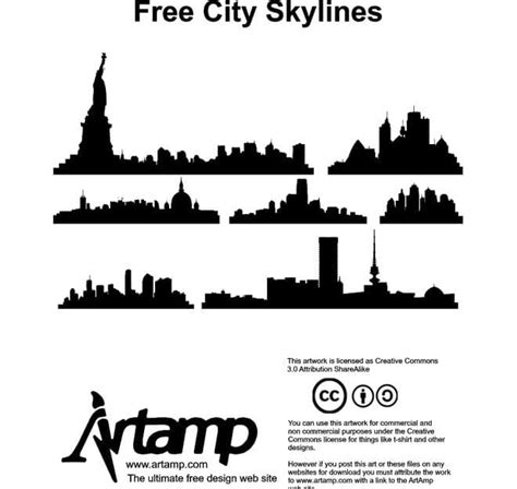 도시 스카이 라인 벡터 실루엣 Eps Uidownload