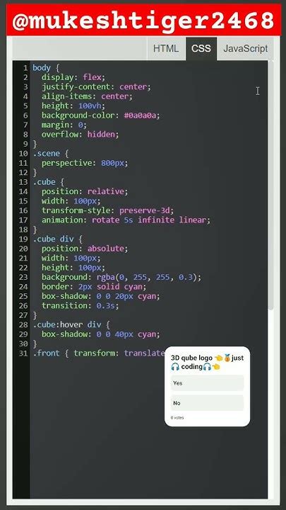 morning⌚ time🎧 coding🏆 3d qube logo👈 html css js tranding 🎓🥉