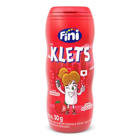 Goma De Mascar Fini Klets Zero Açúcar Sabor Morango 30g Extrafarma