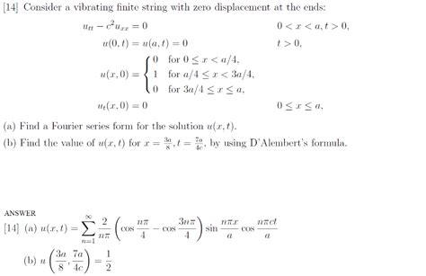 Solved 14 Consider A Vibrating Finite String With Zero
