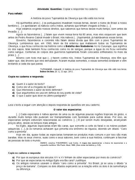 Atividade Para O 7 Ano 2407 Download Grátis Pdf Tempero