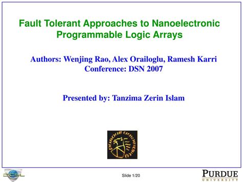 Ppt Fault Tolerant Approaches To Nanoelectronic Programmable Logic Arrays Powerpoint