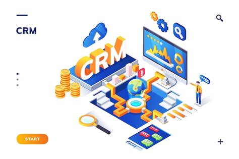Premium Vector Crm Isometric Customer Relationship Management Concept