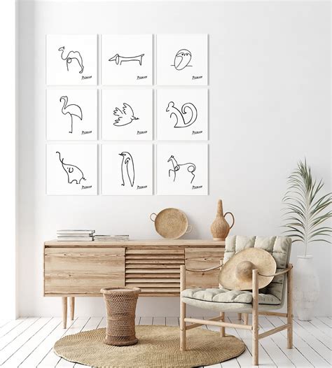 Picasso Animals Prints Picasso Prints Set Of 9 Picasso Etsy