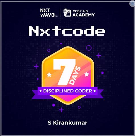 Kirankumar S On Linkedin Nxtcodechallenge Nxtwaveteam Disciplinedcoder Codechallengechampion