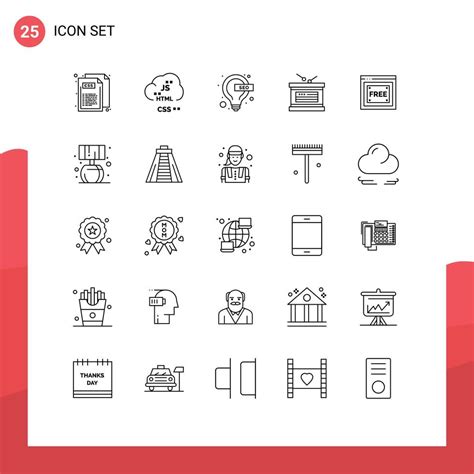 25 Thematic Vector Lines And Editable Symbols Of Free Access Independece Development Holiday Seo