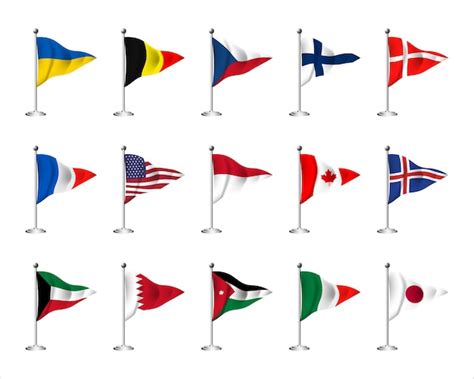 Premium Vector Set Of Triangle Flags World Badge Emblem