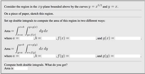 solved consider the region in the xy plane bounded above the
