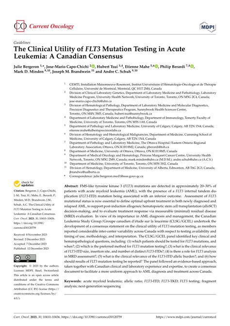 Pdf The Clinical Utility Of Flt3 Mutation Testing In Acute Leukemia A Canadian Consensus