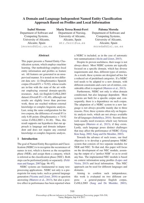 Pdf A Domain And Language Independent Named Entity Classification Approach Based On Profiles
