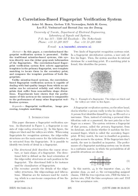 pdf a correlation based fingerprint verification system