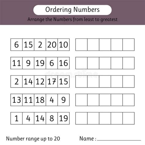 Ordering Numbers Worksheet Number Range Up To 20 Arrange The Numbers