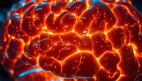 Glowing Brain A Visual Representation Of Neural Networks And Cognitive Processes Stock