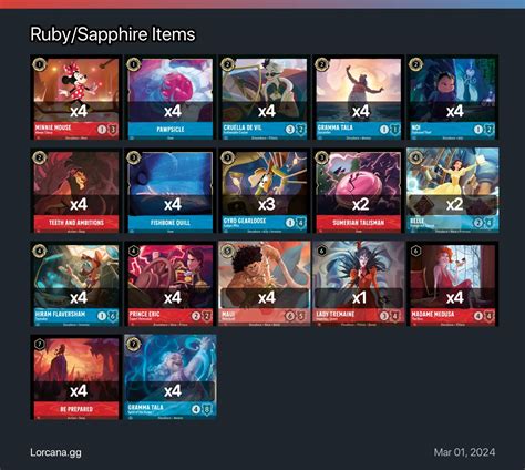 Ruby Sapphire Items Lorcana Deck Disney Lorcana