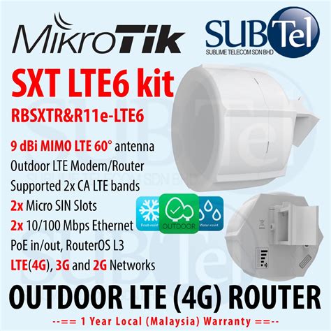 MikroTik SXT LTE6 Kit RBSXTR R11e LTE6 With 2G 3G 4G Router Modem Outdoor VPN 2x SIM Card