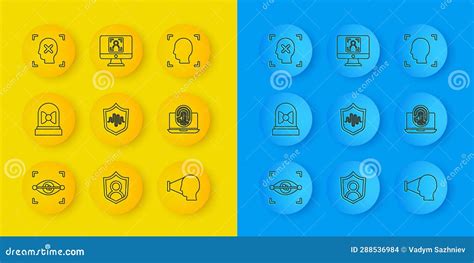 Set Line Eye Scan Motion Sensor Shield Voice Recognition Face Laptop With Fingerprint