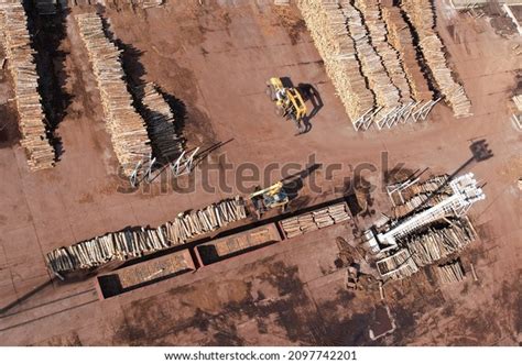 Excavator Log Grab Crane Unloads Timber Stock Photo 2097742201 Shutterstock