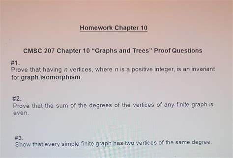 solved cmsc 207 chapter 10 graphs and trees proof
