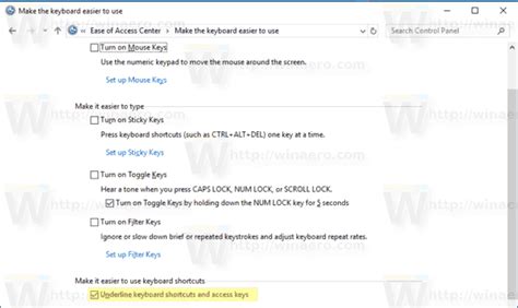 Enable Underline Access Keys For Menus In Windows