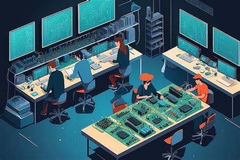 Premium Photo Students Assembling Electronic Circuits Vector Flat Style Illustration