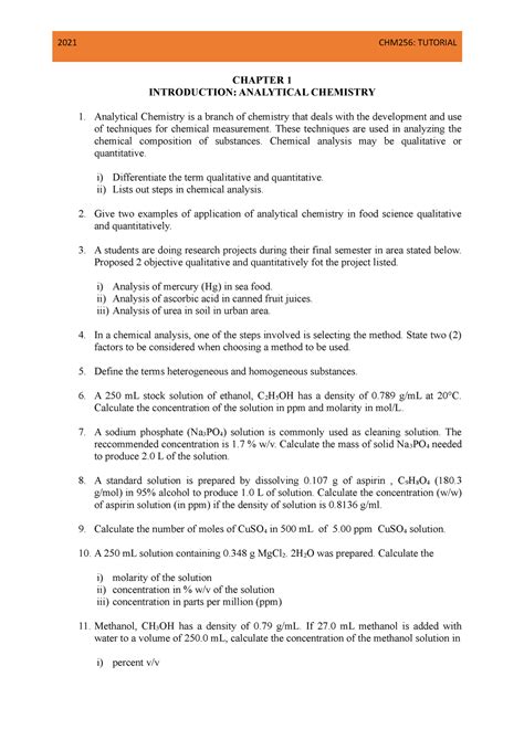 chm256 tutorial chapter 1 analytical chemistry 2021 chm256 tutorial