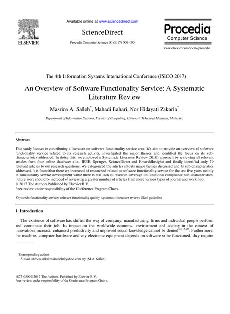Pdf An Overview Of Software Functionality Service A Systematic Literature Review