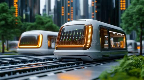 Exploring A Vibrant Futuristic Public Transport System In An Advanced