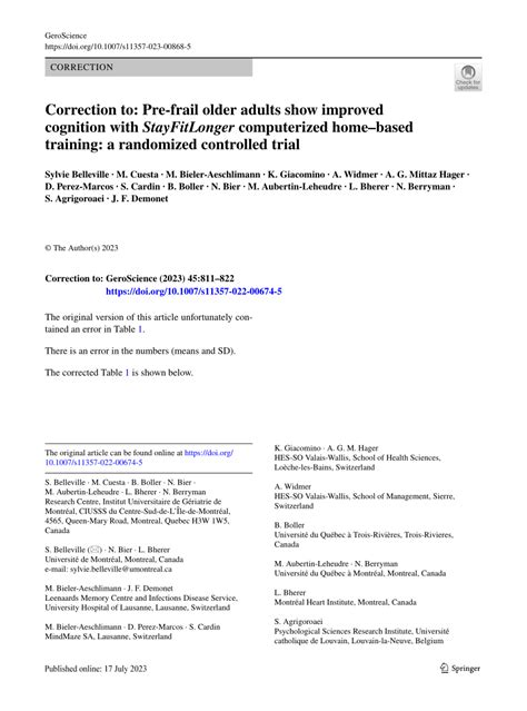 Pdf Correction To Pre Frail Older Adults Show Improved Cognition With Stayfitlonger