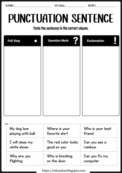 Punctuation Sentence Punctuation Worksheets Punctuation Activities Punctuation