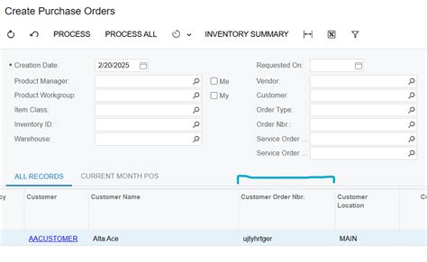 fields from joined dacs are empty on create purchase orders screen