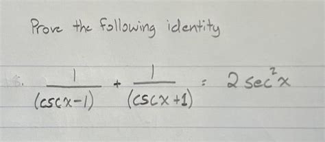 Solved Prove The Following Identity