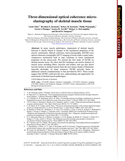 Pdf Three Dimensional Optical Coherence Micro Elastography Of Skeletal Muscle Tissue