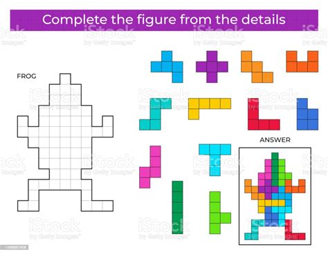 개구리와 퍼즐 게임 어린이를 위한 컬러풀한 디테일 완전한 그림 아이들을위한 교육 게임 유치원 워크 시트 활동 0명에 대한 스톡 벡터 아트 및 기타 이미지 Istock